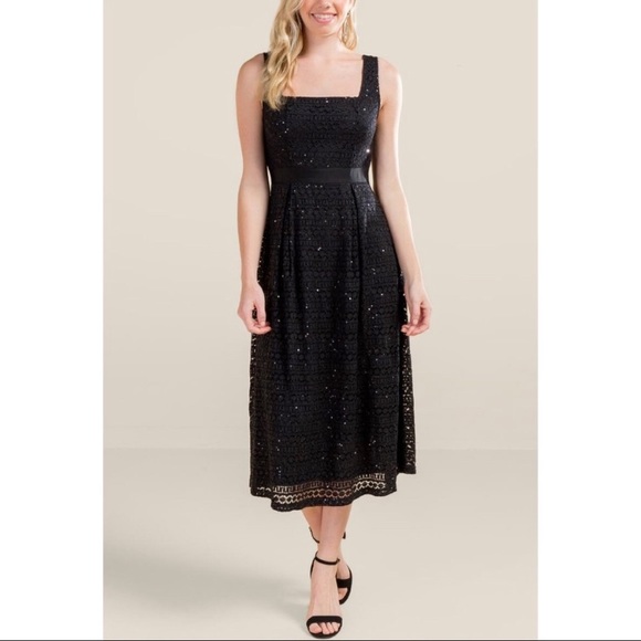Francesca's Collections | Dresses | Francescas Black Sequin Midi Dress ...